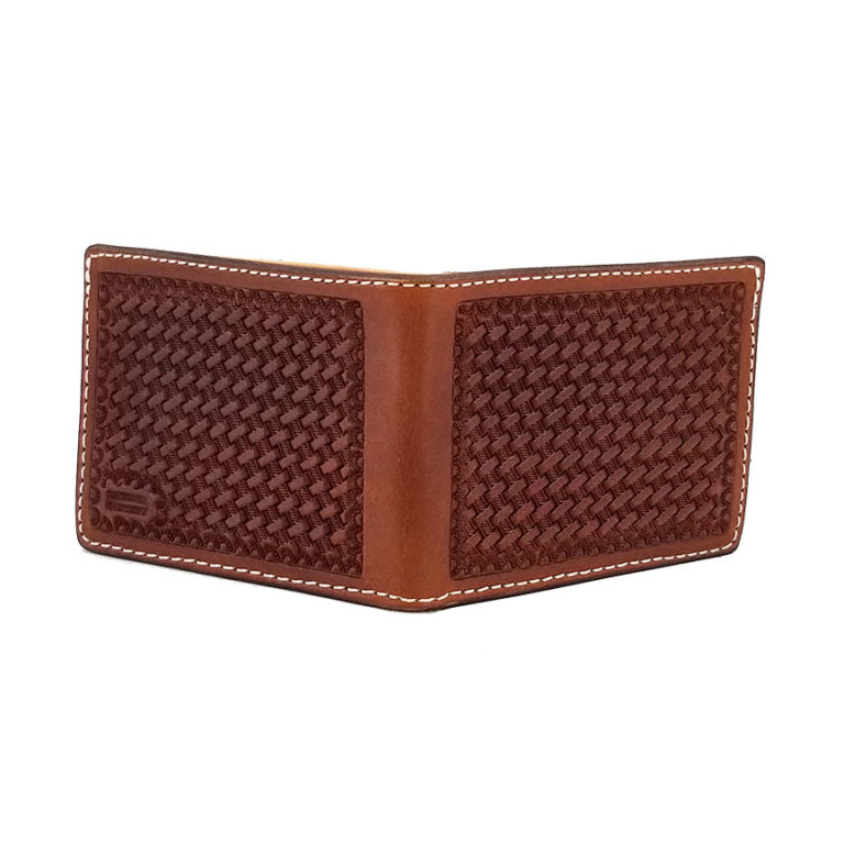 Basket Weave Chestnut Bi Fold Wallet - Uptmor Saddlery